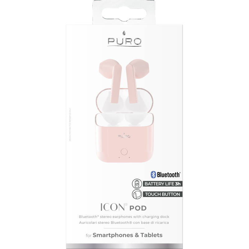 Köp Puro - ICON POD Bluetooth-hörlurar med laddfodral - Rosa ...