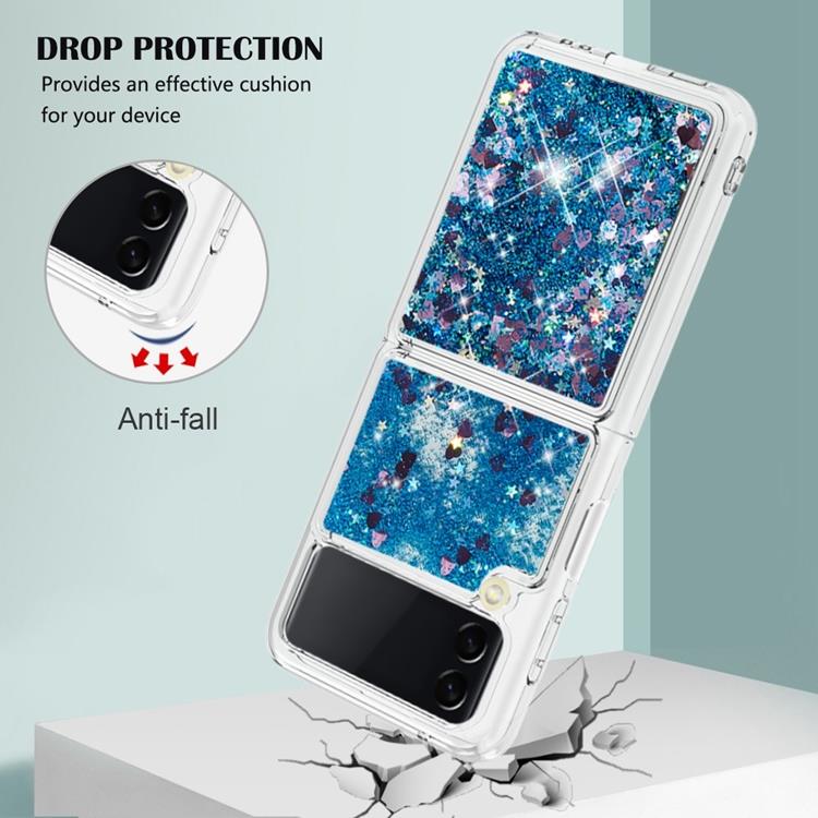 Köp Galaxy Z Flip 4 Skal Liquid Floating Glitter - Blå - TheMobileStore.se