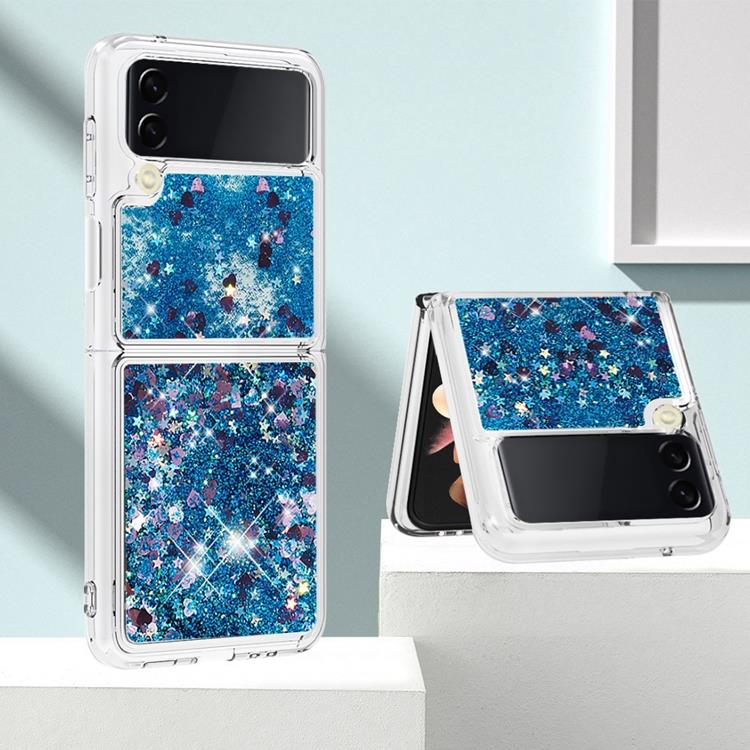 Köp Galaxy Z Flip 4 Skal Liquid Floating Glitter - Blå - TheMobileStore.se